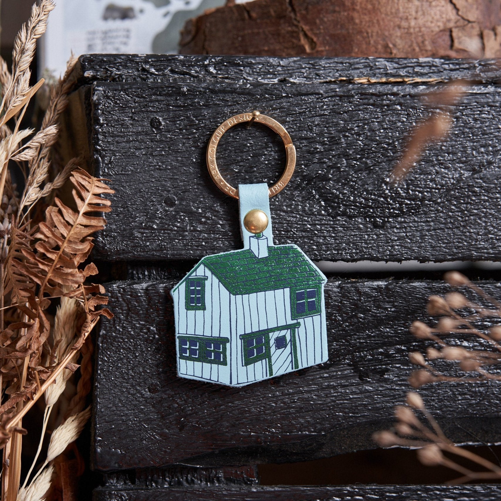 Ark Colour Design Cabin Leather Key Fob in Turquoise