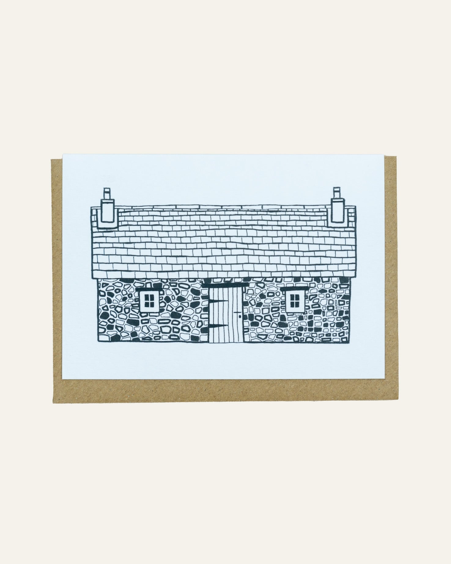 Scottish Bothy Card Black and White